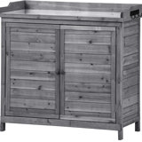 Latitude Run® 39" Outdoor Potting Table With Storage Shelves, Rustic ...