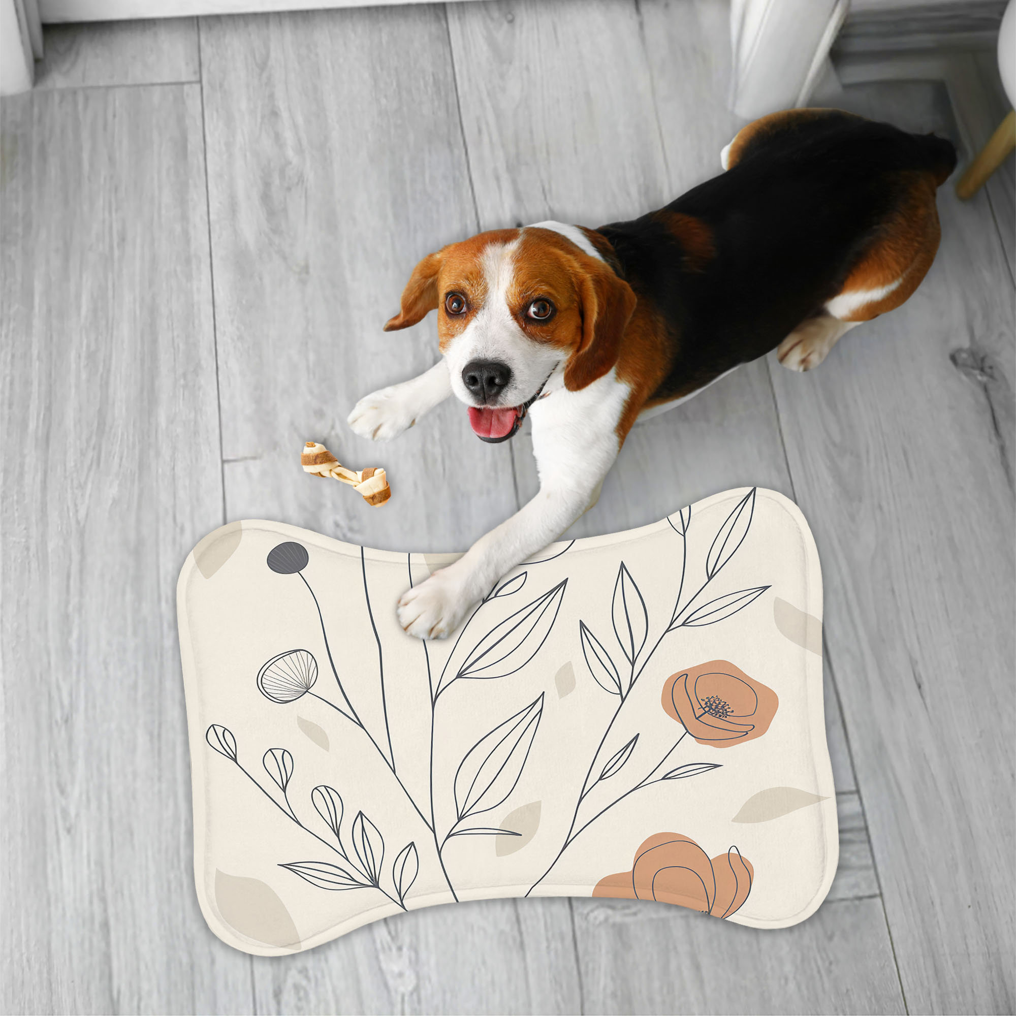 MentionedYou Subtle Boho Petals - 1 Piece Bone Shape Feeding Mat | Wayfair