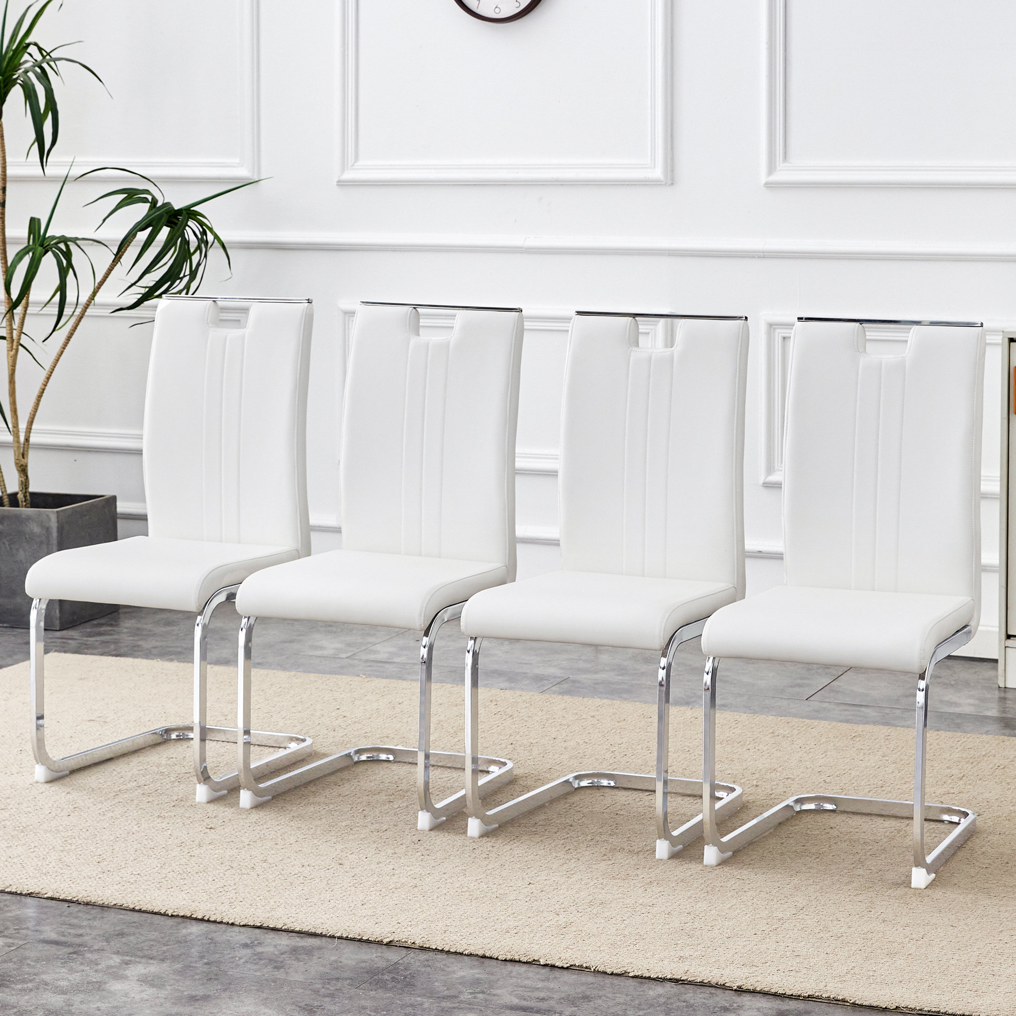 Orren Ellis Modern Ergonomic White Pu Bow-shaped Chairs, Ideal For ...