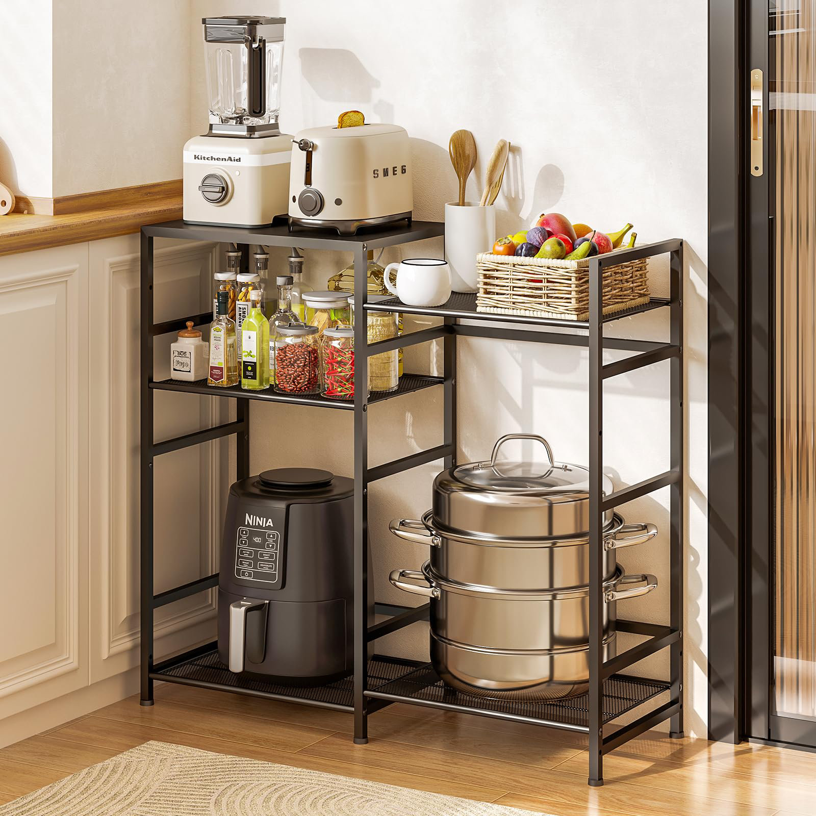 Ebern Designs Kitchen Rack, Metal Kitchen Storage Rack, Heavy-Duty ...