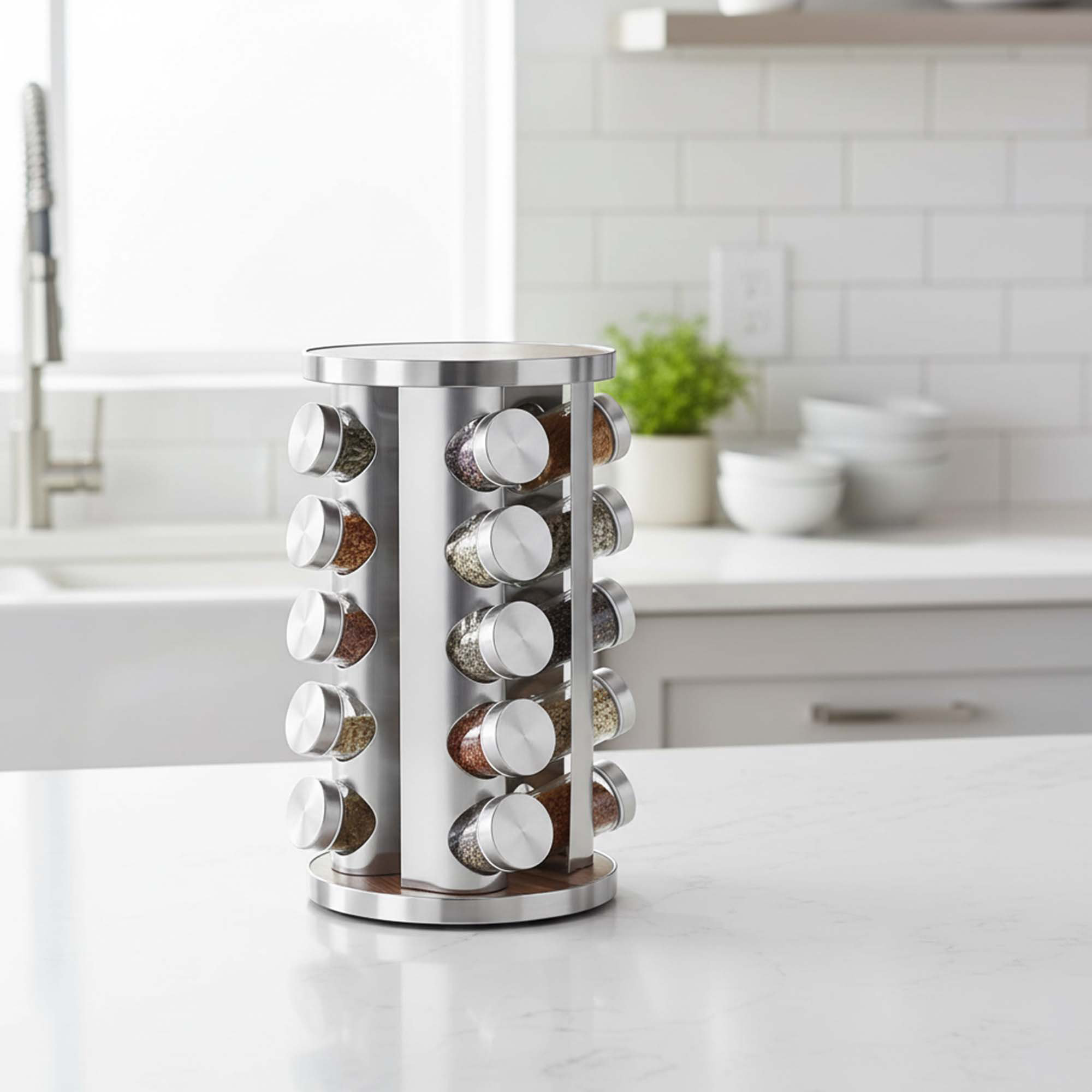 Prep & Savour 20 Jar Rotating Spice Rack - 360° Revolving Seasoning ...
