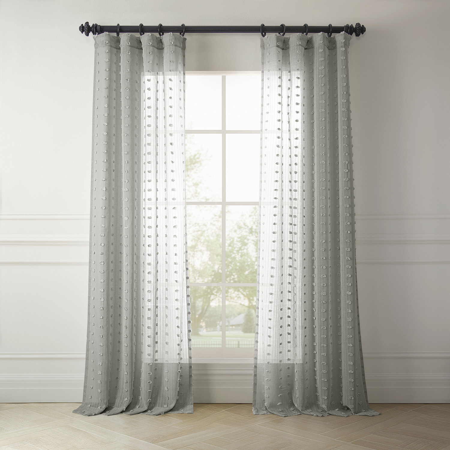 Dakota Fields Bracken Geometric Patterned Faux Linen Sheer Curtains for ...