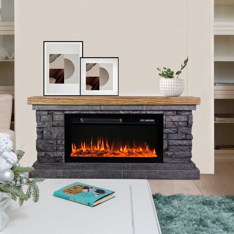 Millwood Pines Terrafab Indoor Smart Electric Fireplace, High Simulate ...
