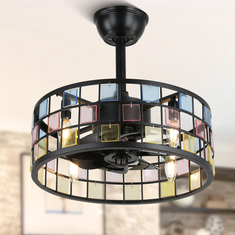 Wrought Studio Costina 18in. DIY Shade Ceiling Fan with Remote, Modern ...