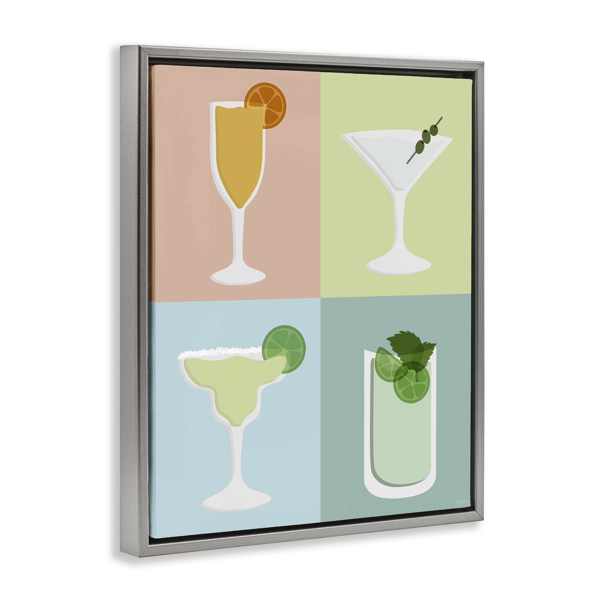 Red Barrel Studio® Pastel Bar Cocktails Floater Canvas Wall Art by ...