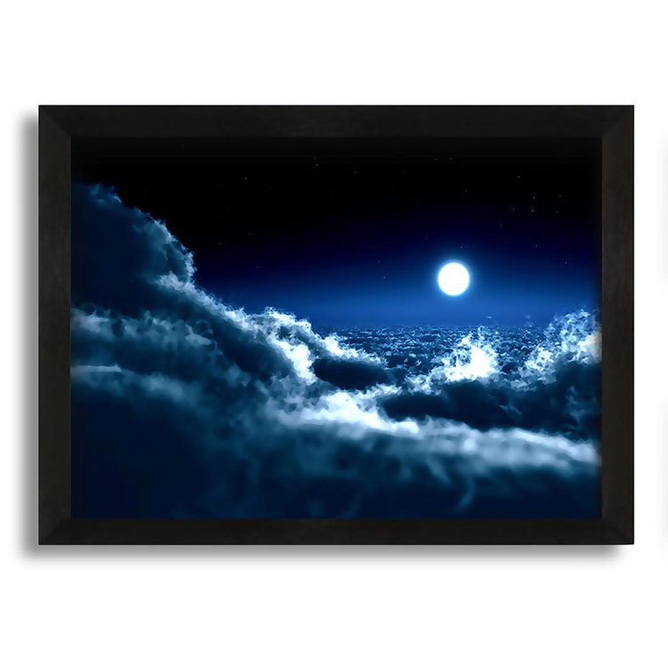 Brayden Studio Moon Over Clouds - Single Picture Frame Graphic Art on ...