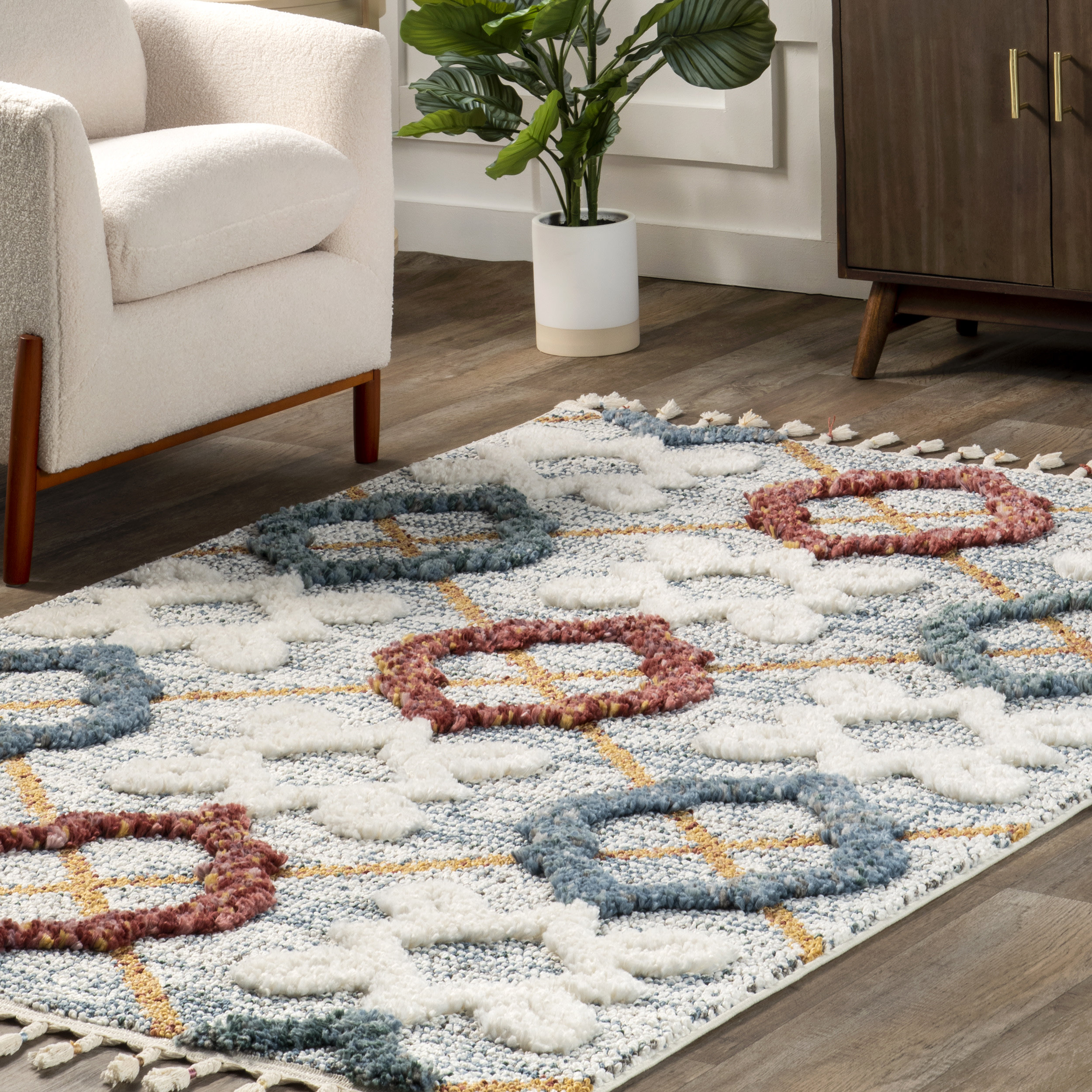 Winston Porter McKenna Moroccan Area Rug for Living Room Bedroom Dining ...