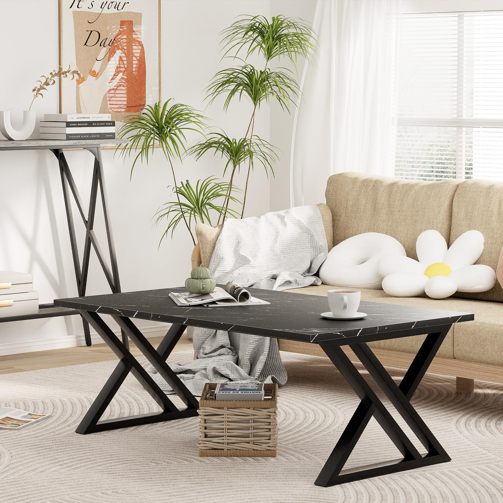 Ivy Bronx Coffee Table Living Room Table Centre Table(Black ) - Wayfair ...
