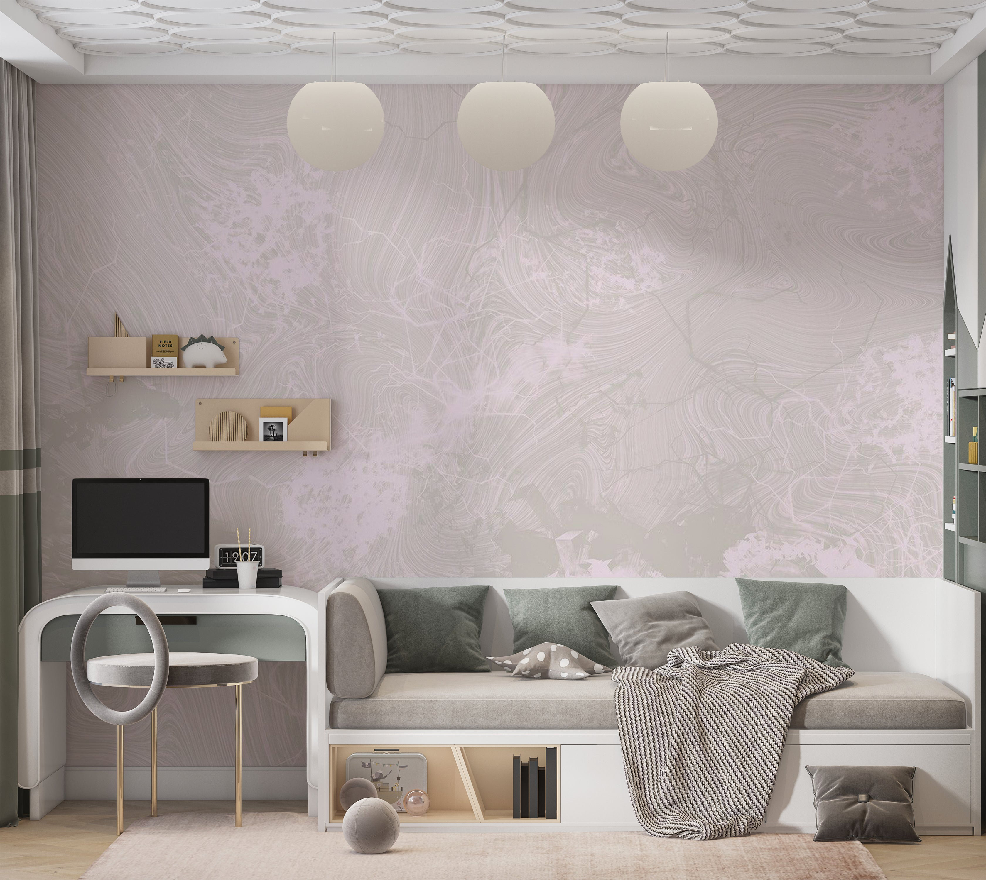 Brayden Studio Surface Texture Wallpaper Wall Mural - Light Grey ...