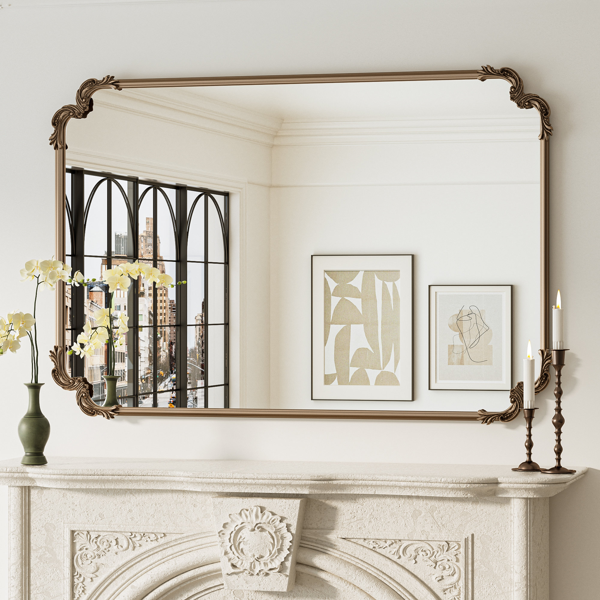 Charlton Home® Genan Accent Scalloped Rectangle Wall Mirror & Reviews ...