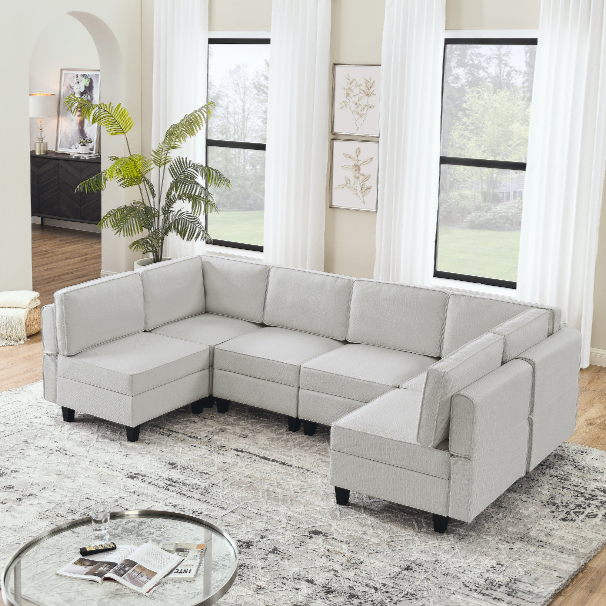 Latitude Run® Heatherlyn Upholstered Sectional U Shaped Couch with ...