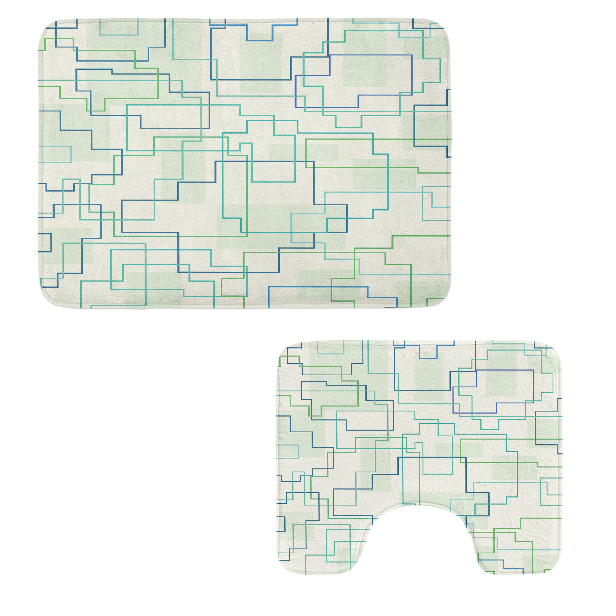 East Urban Home Geometric Bathroom Rug Set 2 Pieces Rectangle & Contour ...
