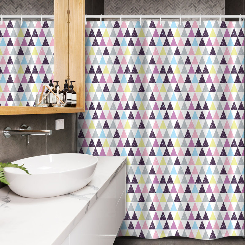 East Urban Home Avers Geometric Shower Curtain with Hooks Included ...