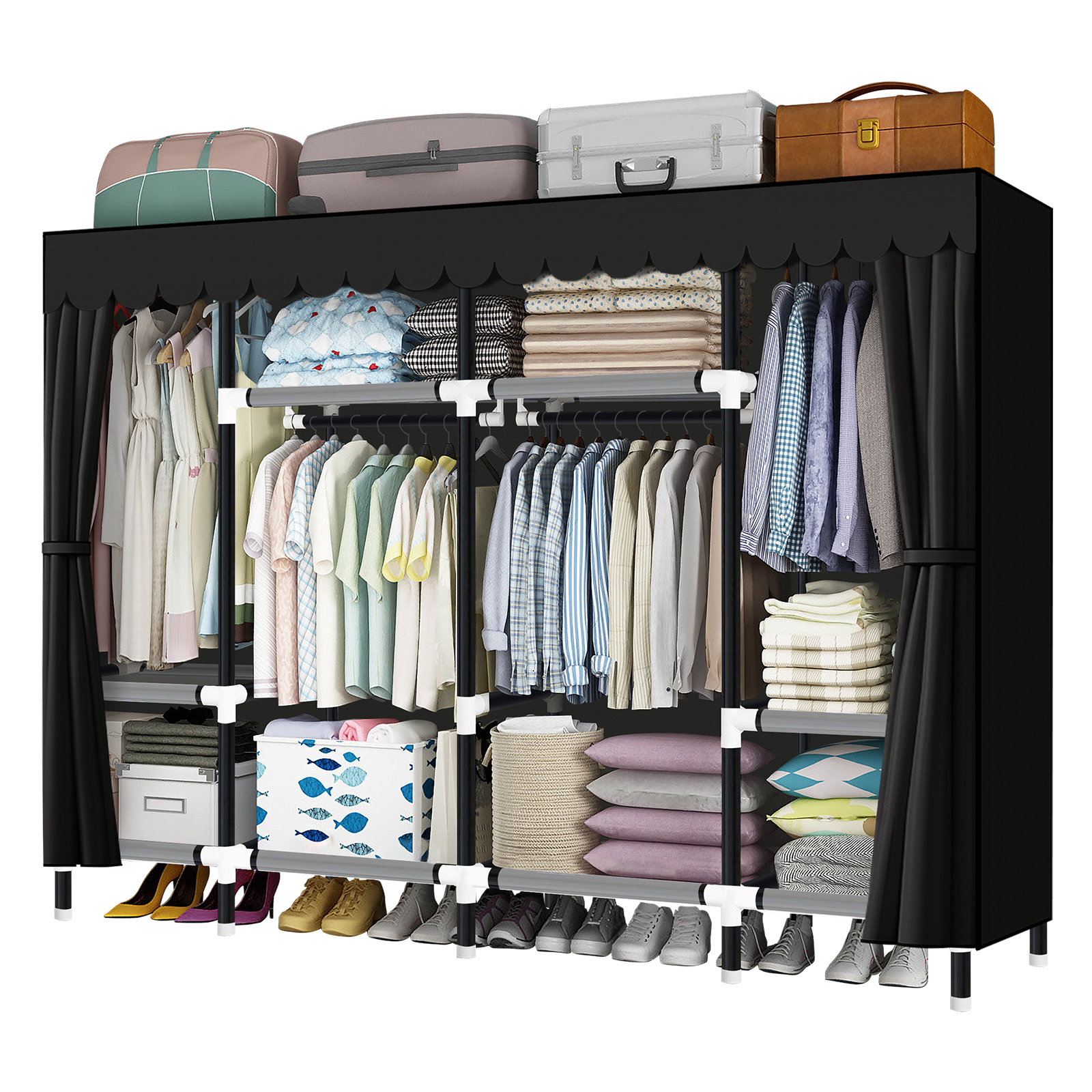 Rebrilliant Penderie portable Penderie portative de 79 pouces pour ...