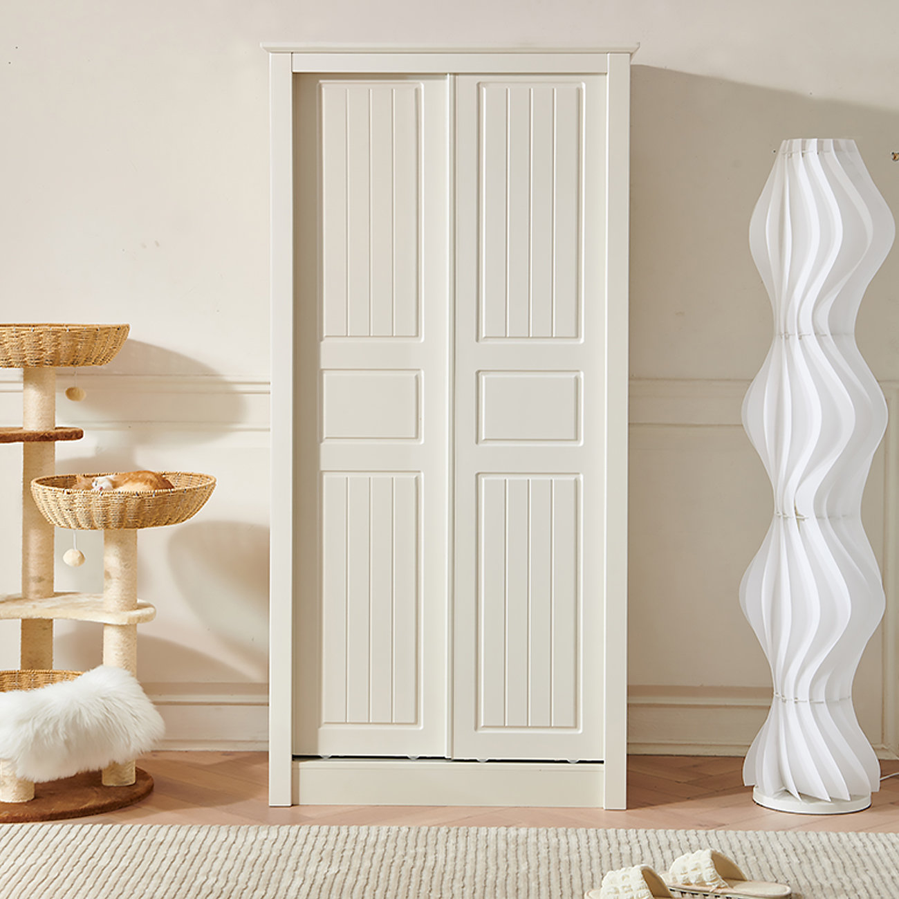 HOBULT Modern Minimalist Painted Sliding-Door Wardrobe. | Wayfair