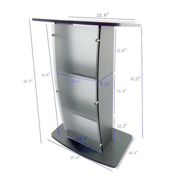 FixtureDisplays 44.3" Tall Podium for Floor, Curved Frosted Front ...