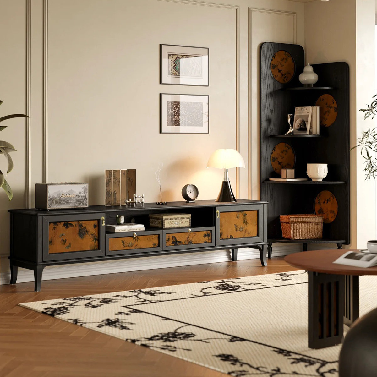 Dainty Table Black Ash Solid Wood TV Stand - Wayfair Canada