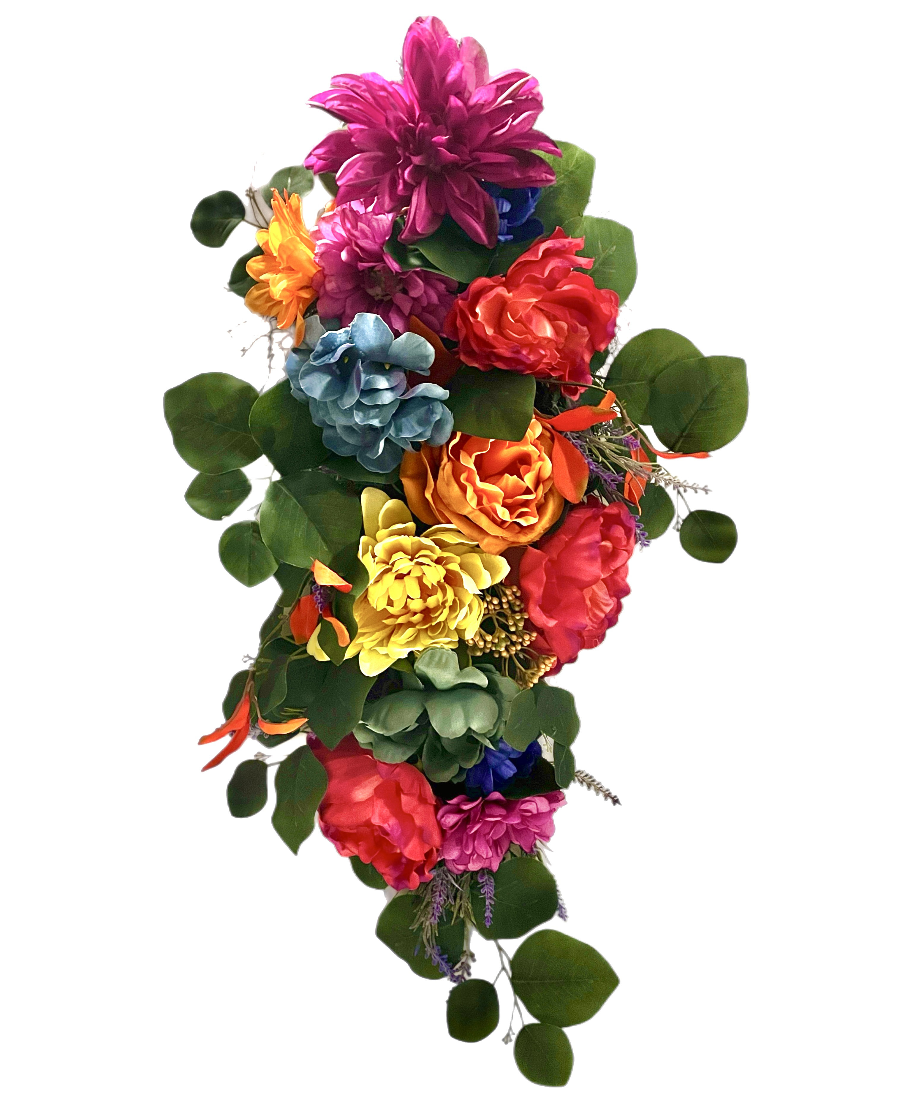 Primrue Bright Floral Door Swag Wreath 24” X 14” | Wayfair