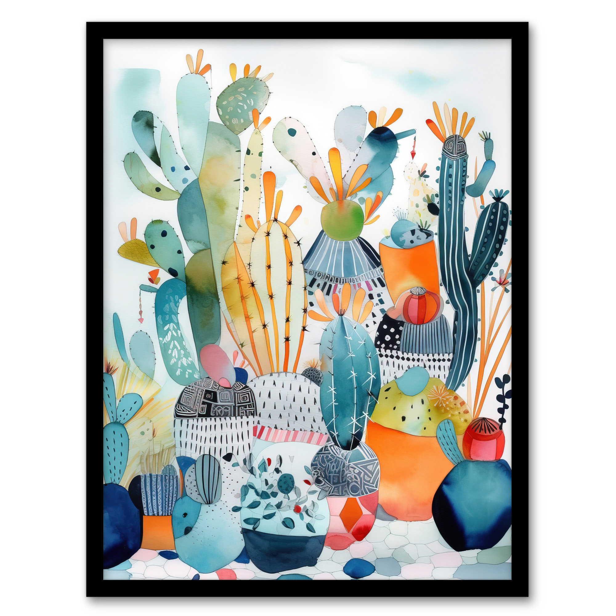 Wee Blue Coo Abstract Cacti Garden Cactus Plant Colourful - Single ...