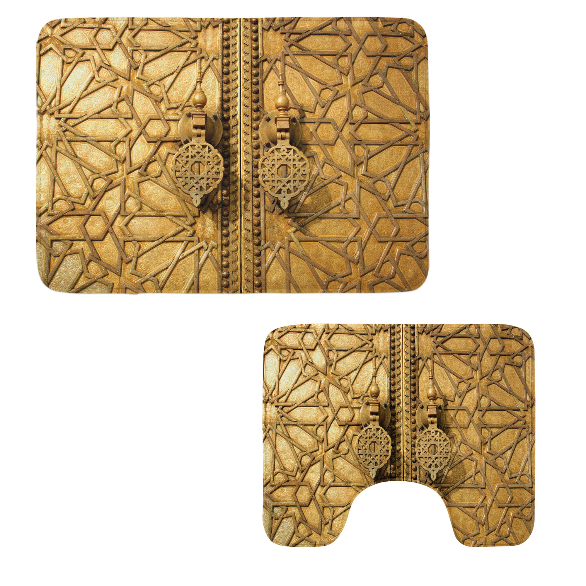 East Urban Home Moroccan Bathroom Rug Set 2 Pieces Rectangle & Contour ...