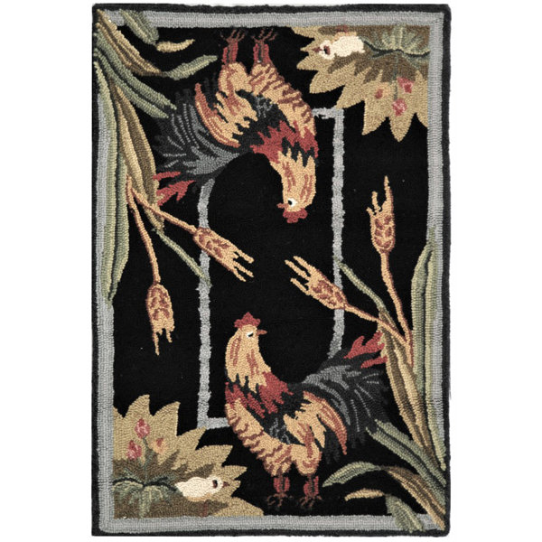 August Grove® One-of-a-Kind Kinchen Oriental Handmade Hooked Wool Black ...