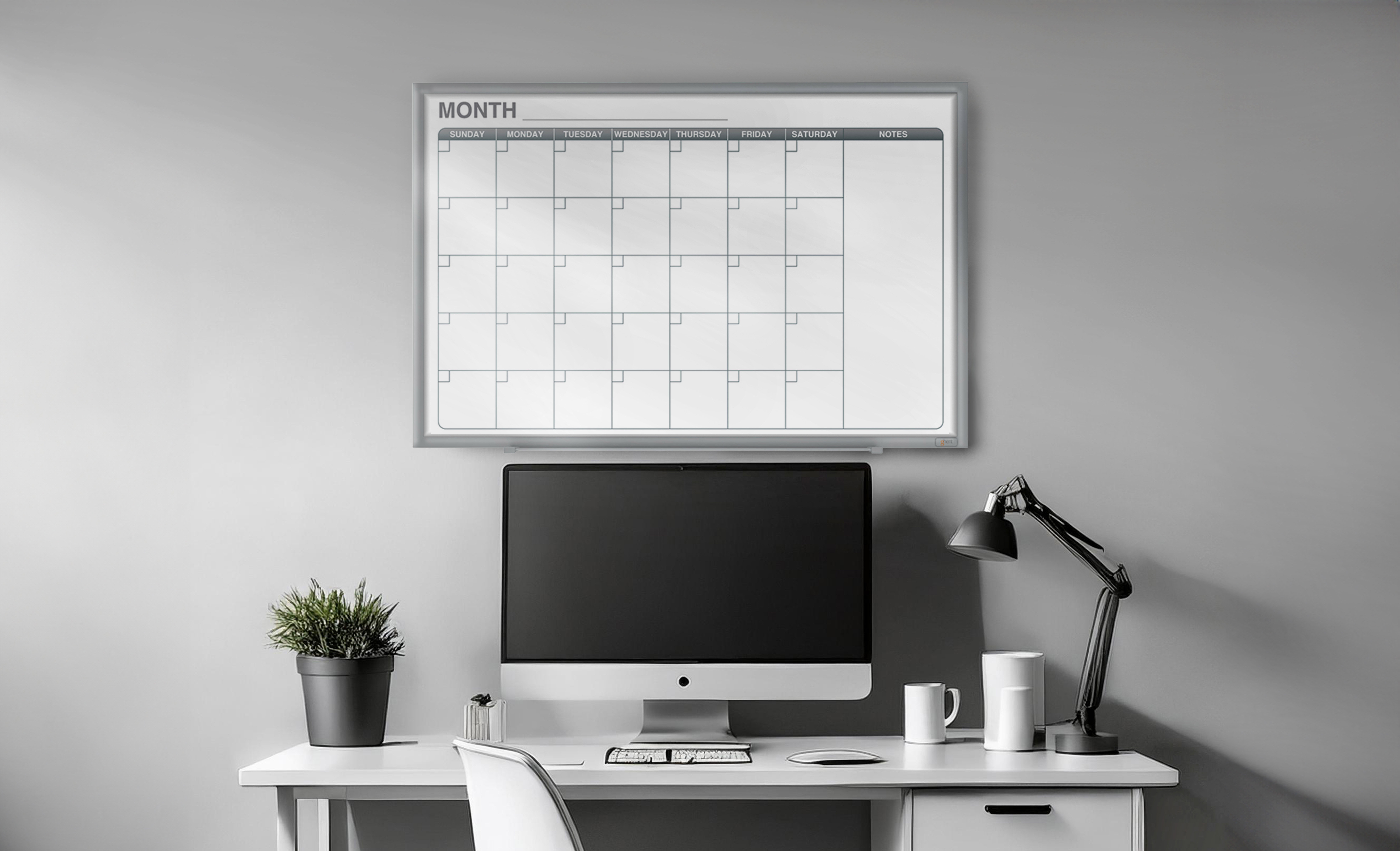 Ghent Calendar Whiteboard with Aluminum Frame, 1 Month Calendar ...