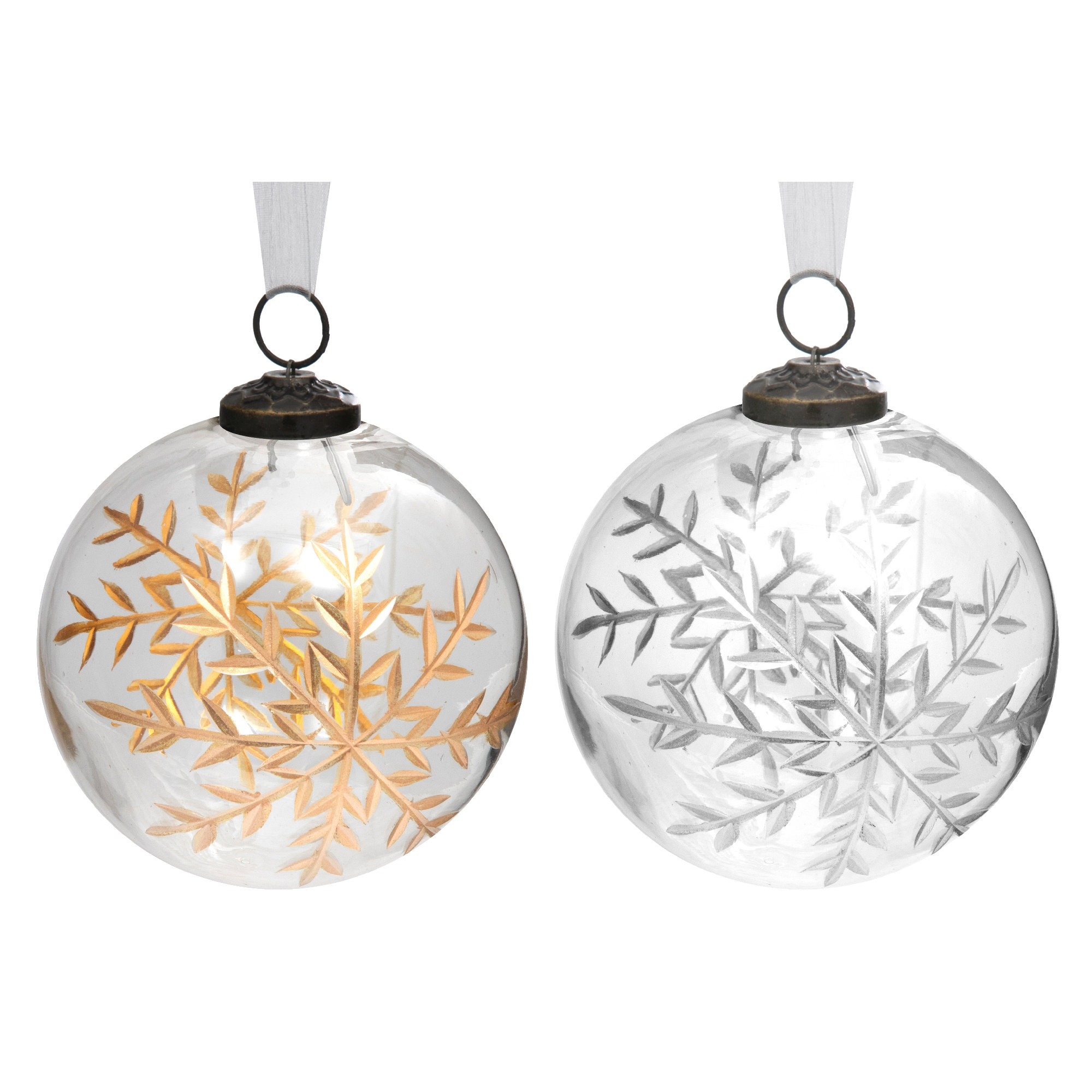 The Holiday Aisle® Glass with Snowflake Etching Ball Ornament | Wayfair