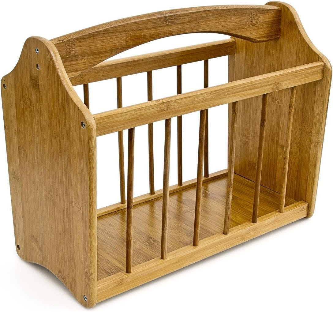 Mikado Living Portable Bamboo Magazine Rack With Handle & Storage ...