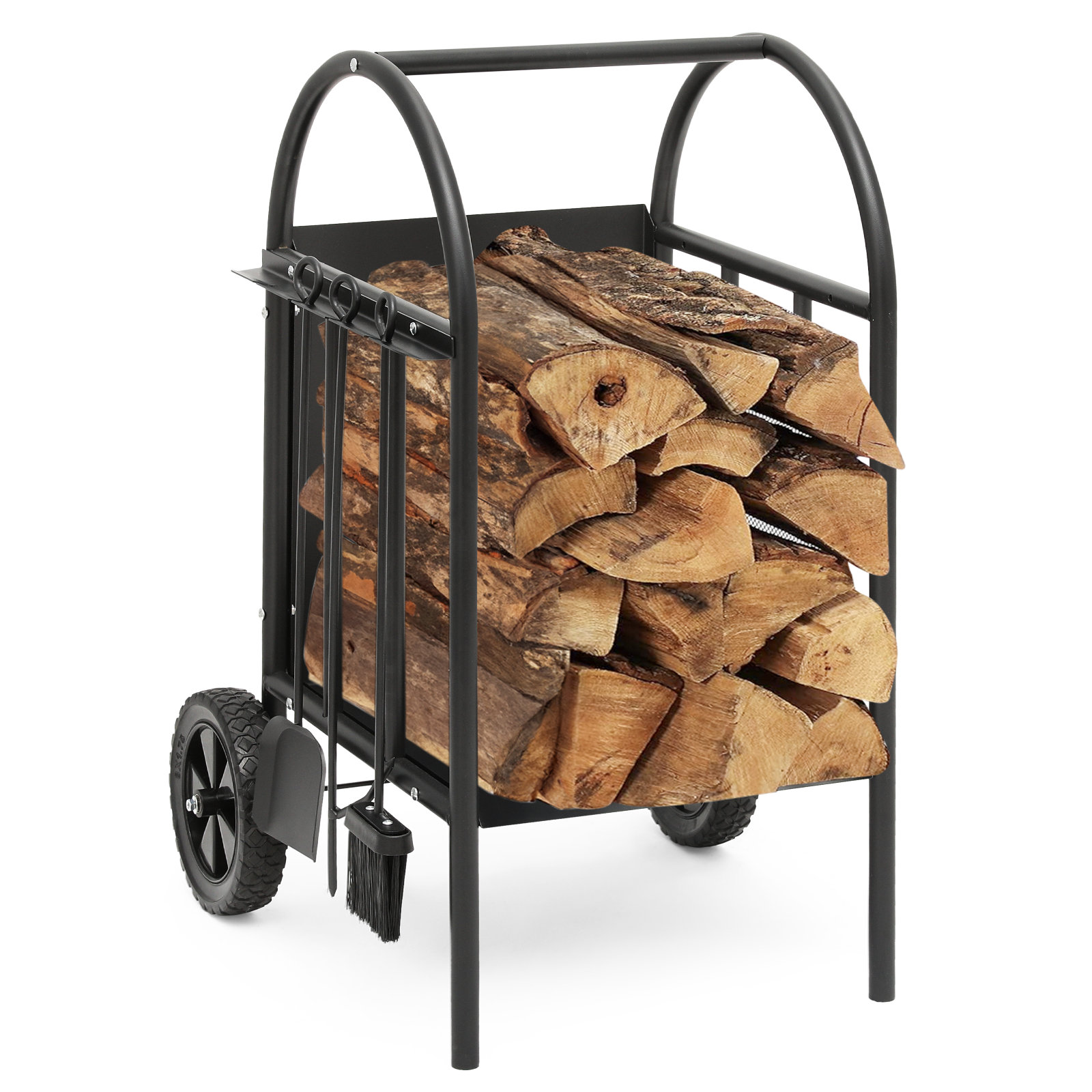 MoNiBloom Firewood Log Storage Rolling Rack Cart Wood Carrier with ...