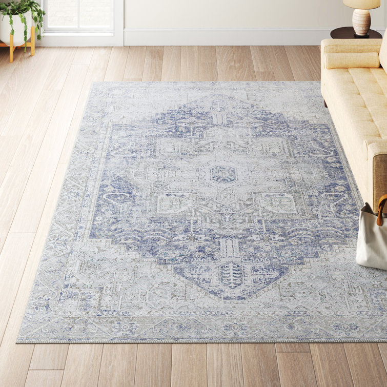 Langley Street Westbrook Machine Washable White/Lavender Area Rug ...