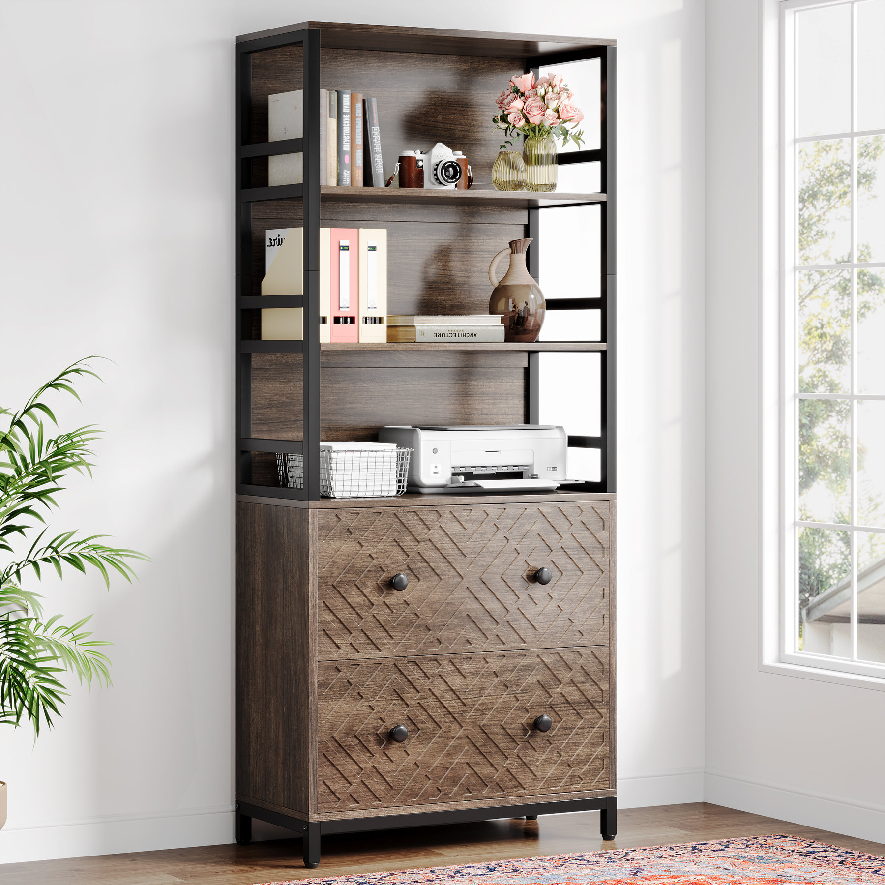 17 Stories 2 Drawer File Cabinet, Vertical Filing Cabinet With 2 Large ...