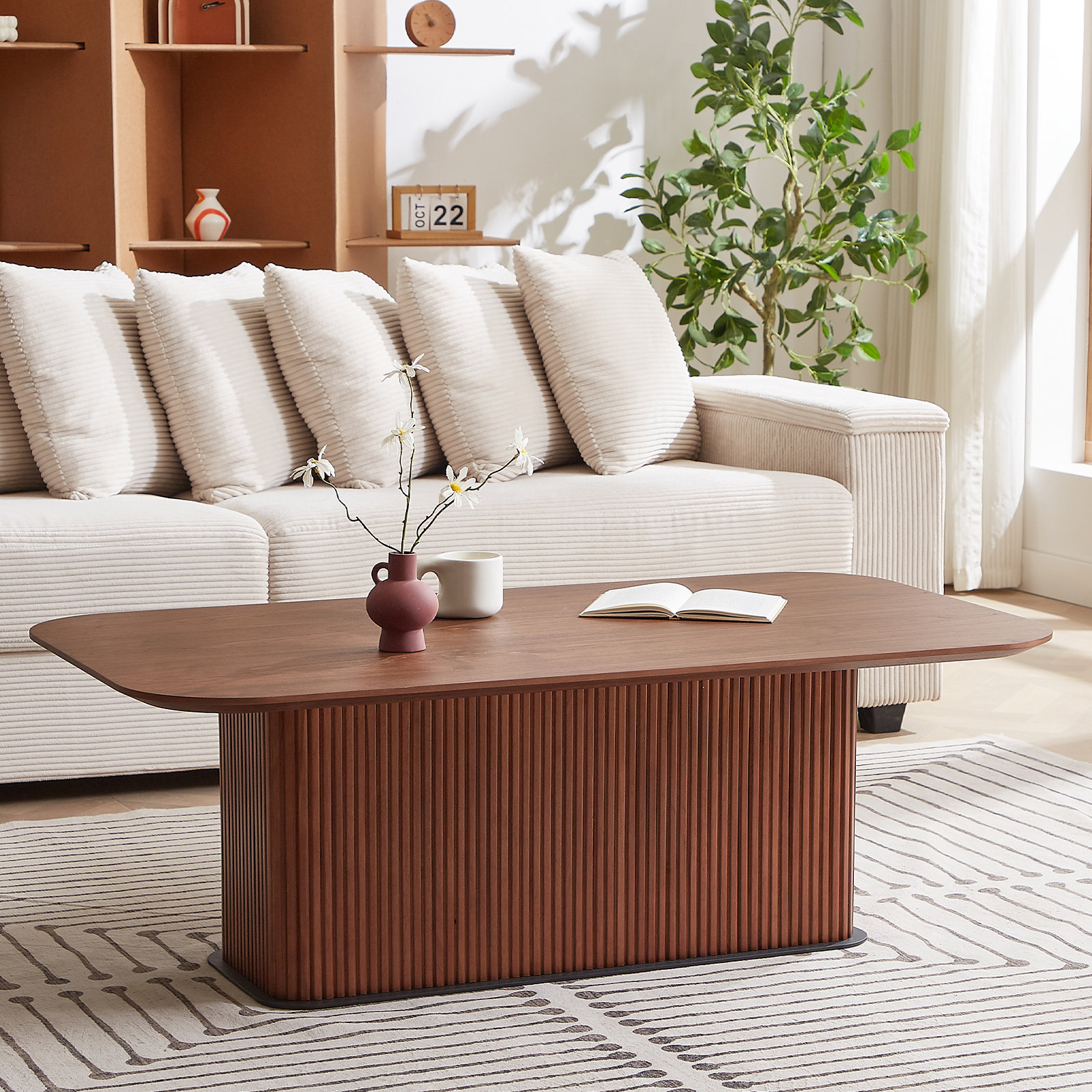 Latitude Run® Modern Rectangle Coffee Table, Mid Century Wood Center ...