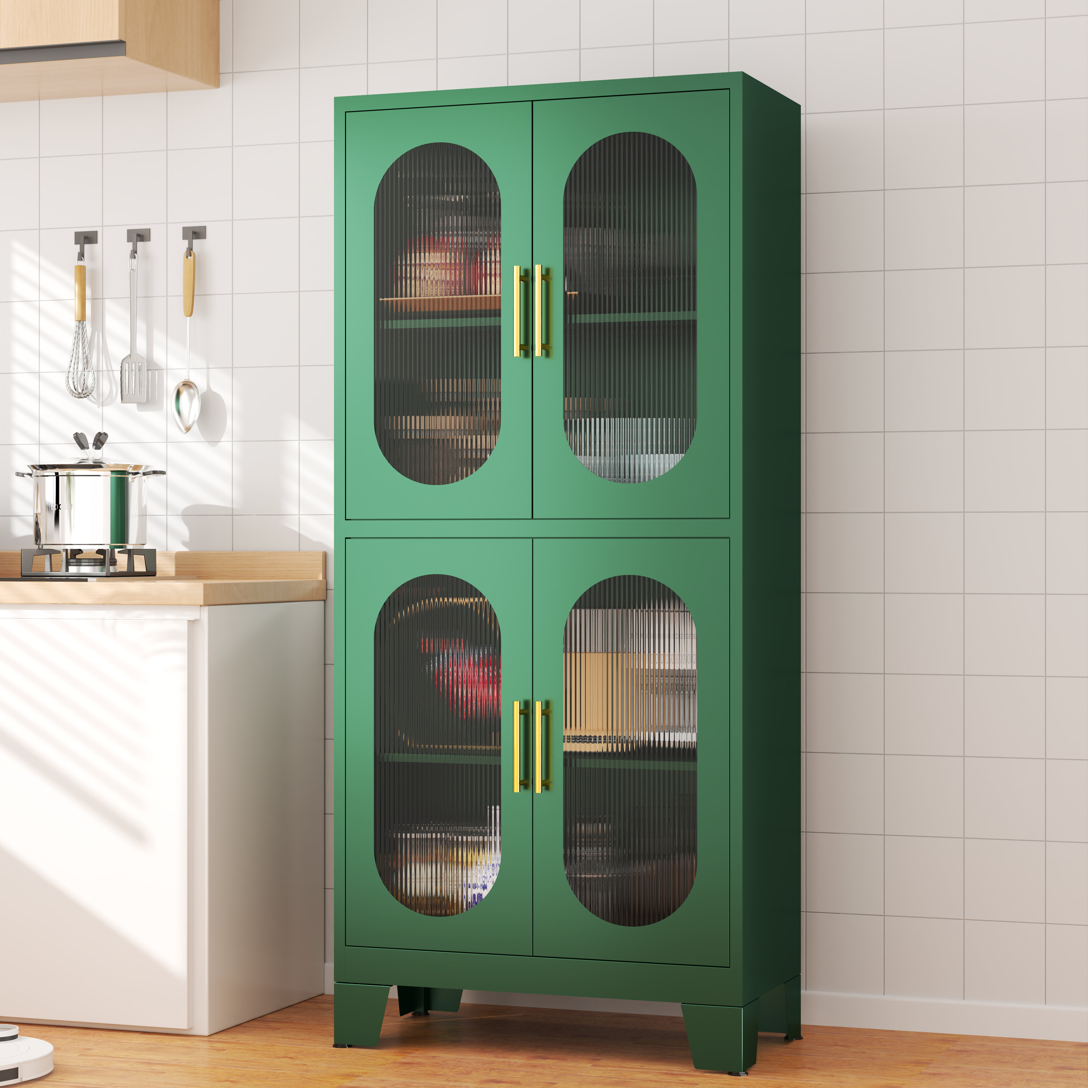 Mercer41 Mordern Kitchen Pantry Storage Cabinets With Acrylic Doors And ...