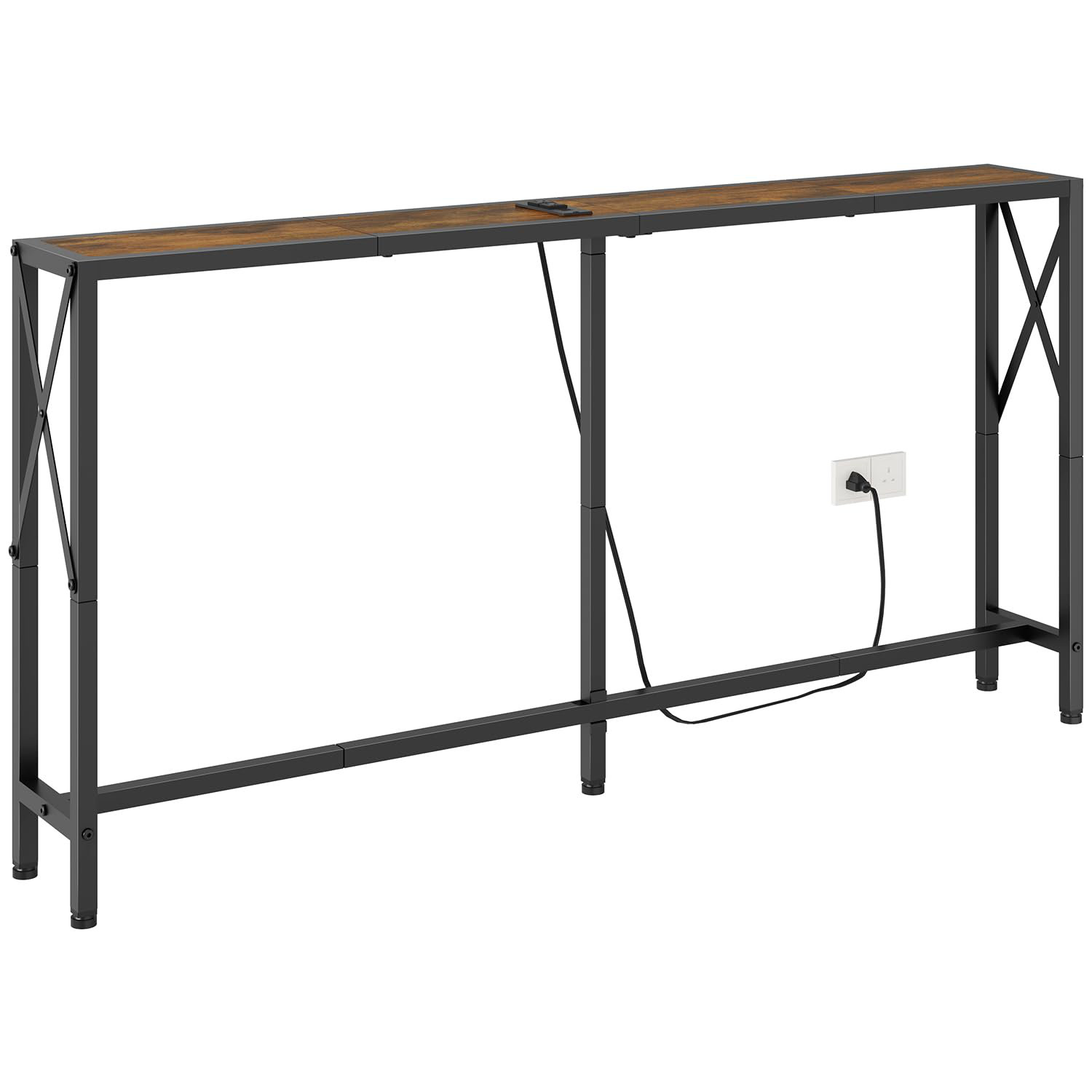 17 Stories Console Table With Oulets And USB Ports, Sofa Table Behind ...