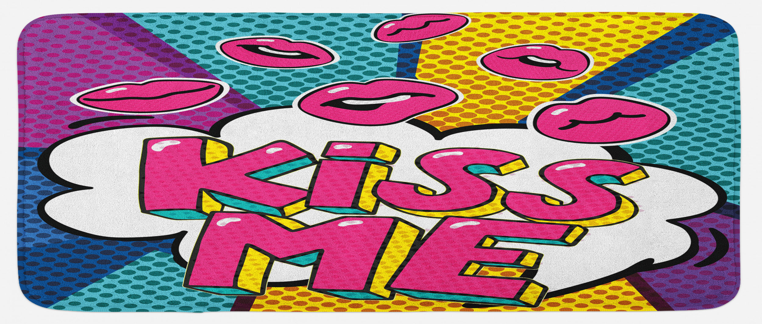 East Urban Home Kiss Me Word Bubble In Pop Art Style Retro Colorful ...