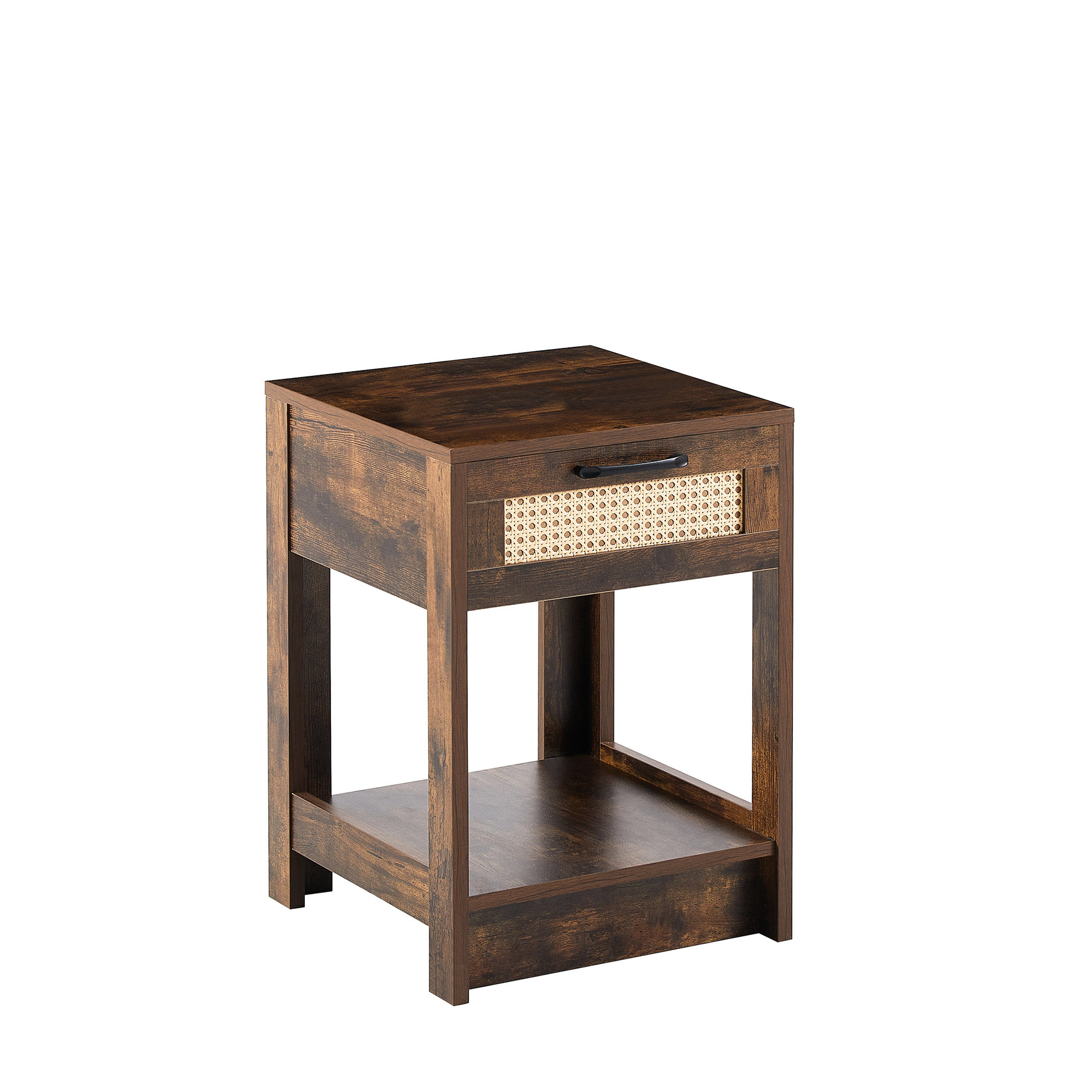 Latitude Run® 15.62" Modern End Table With Drawer, Rustic Brown ...