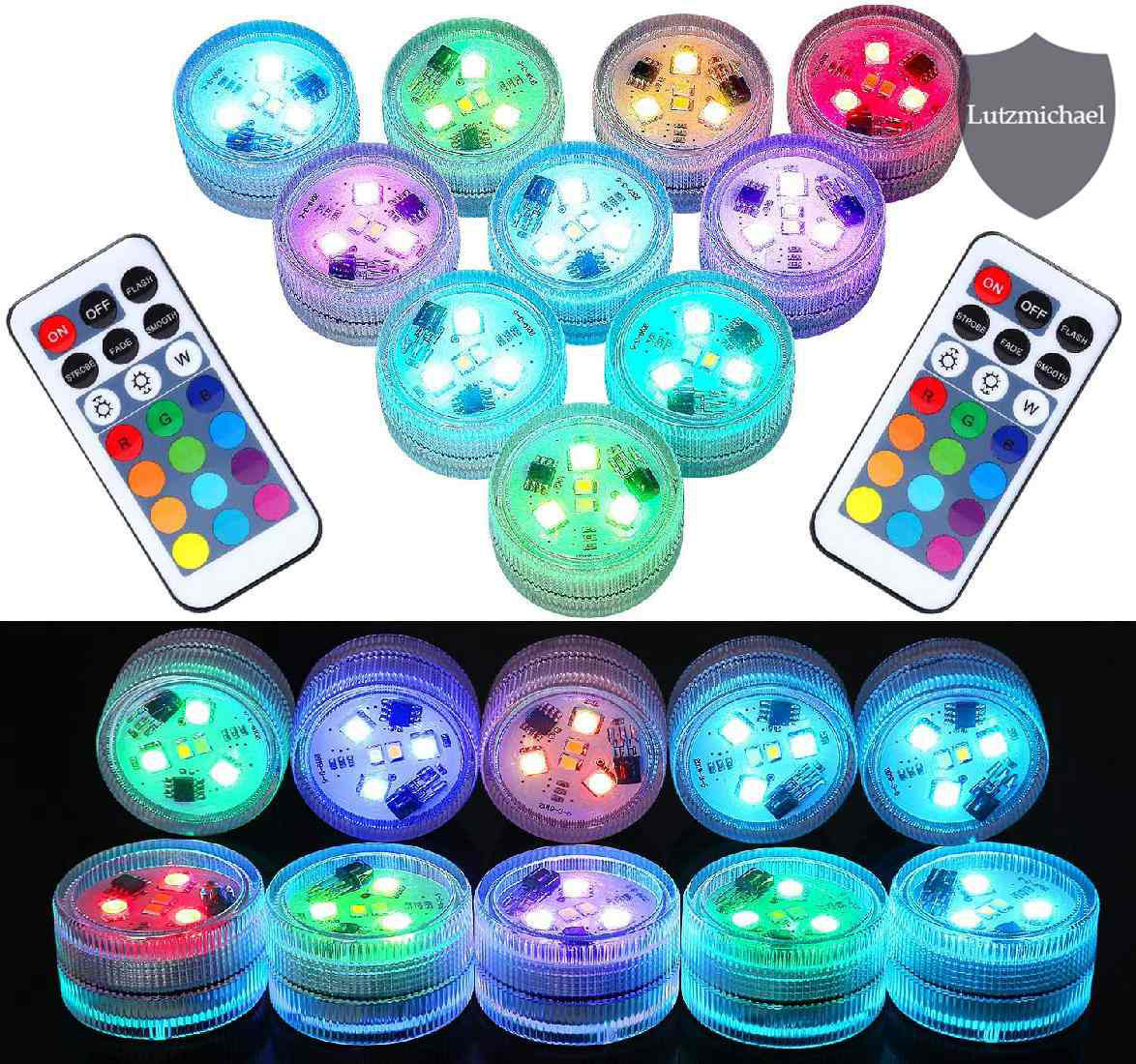 menggutong 10Pcs Mini Submersible LED Lights With Remote Control Tea ...
