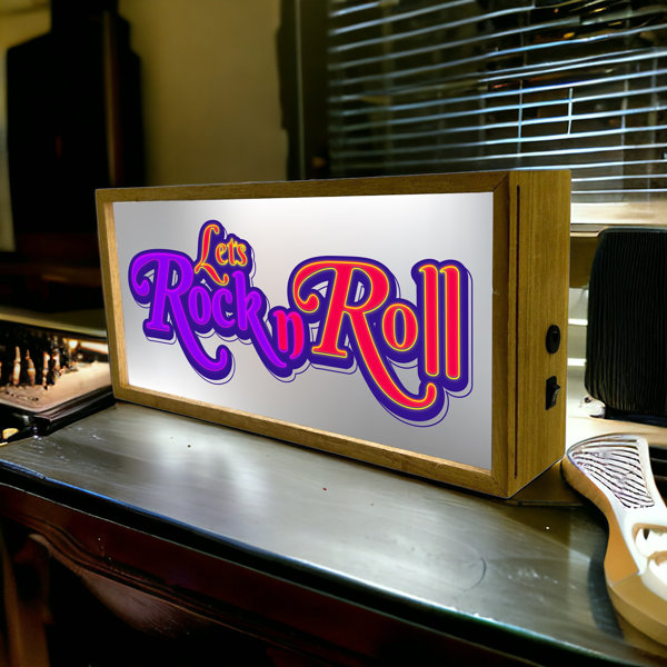 Happy Larry Clous Let's Rock N Roll 15" LED Sign | Wayfair.co.uk