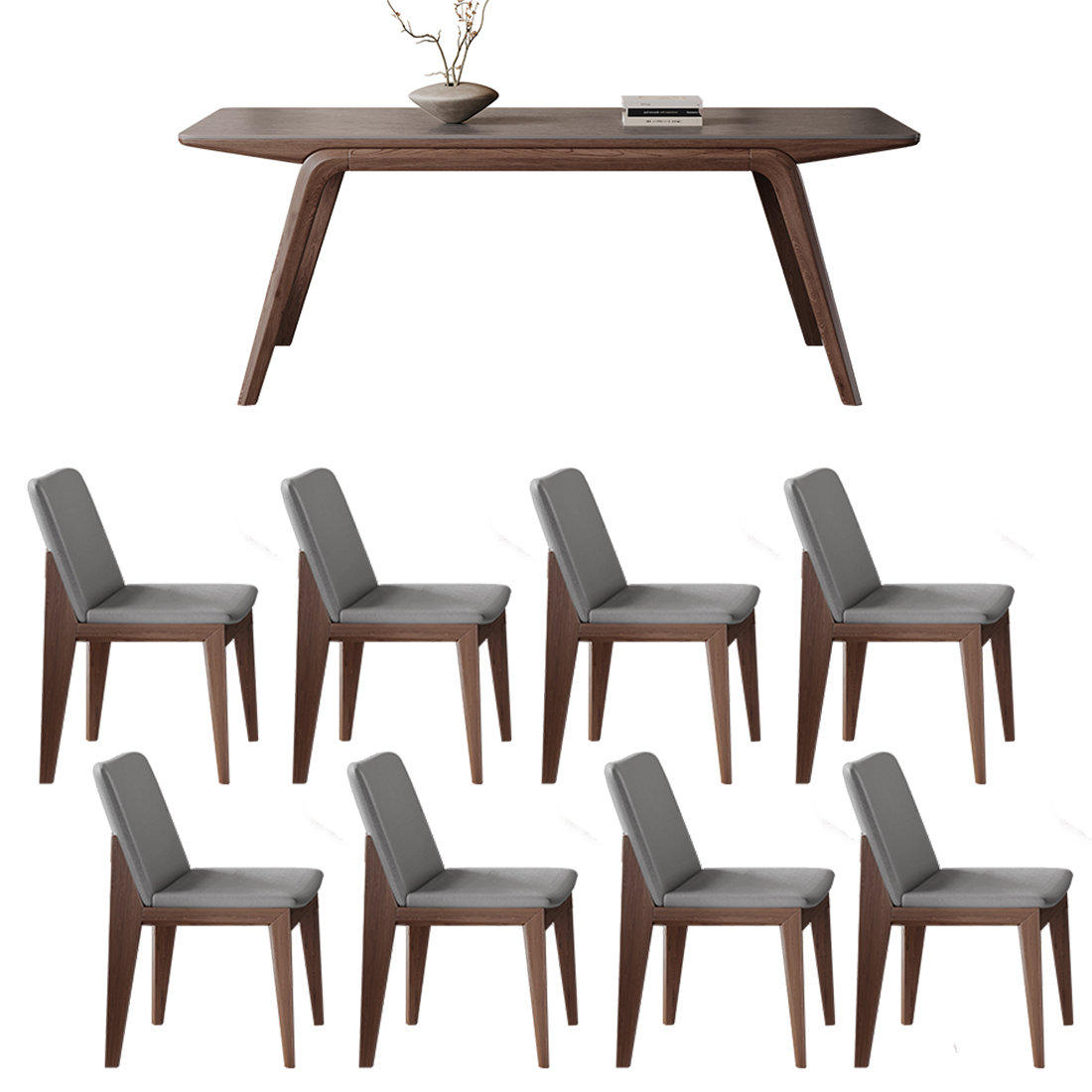 Sleek Surface Designs Solid Wood Rock Plate Retro Dining Table Sets ...