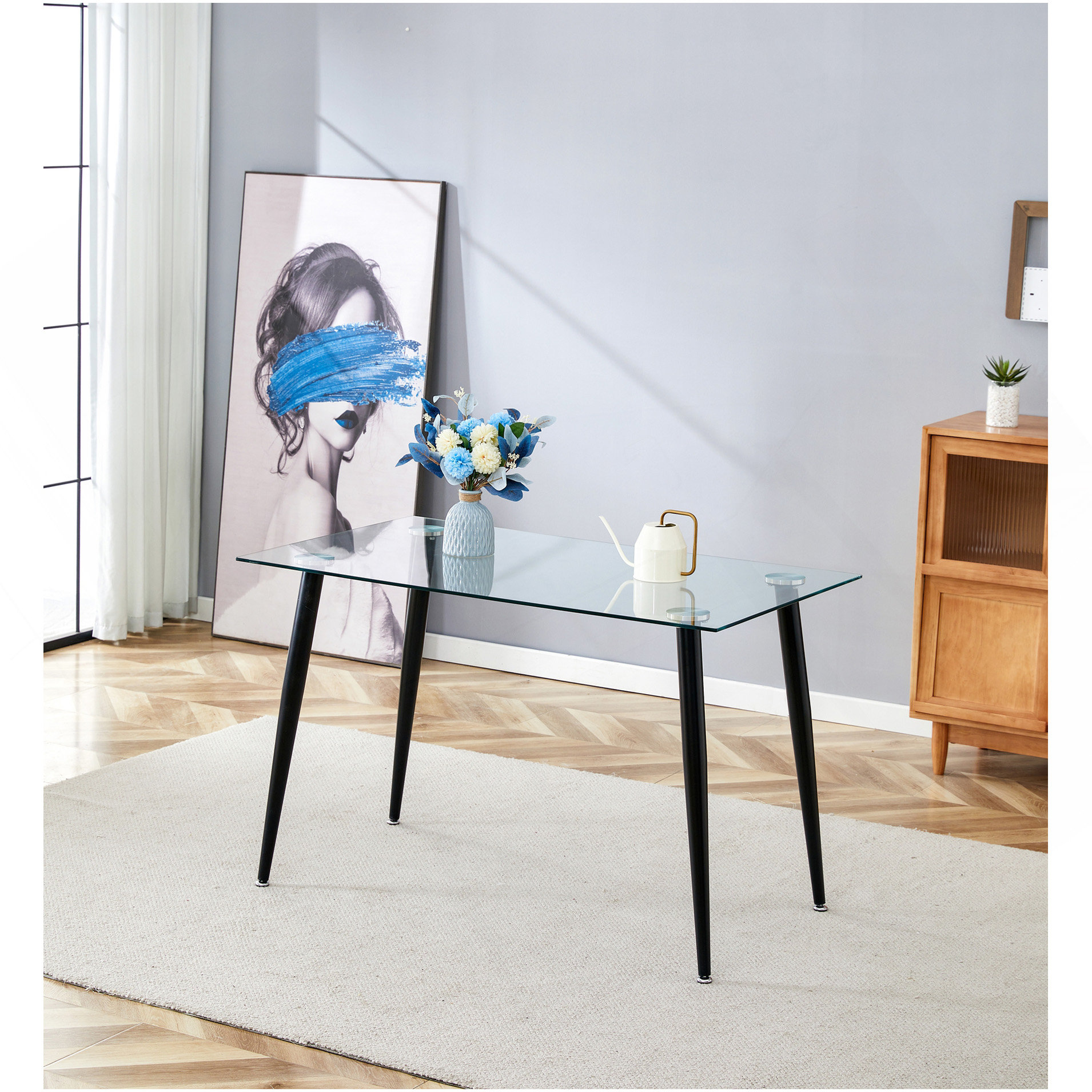 George Oliver Glass Dining Table Transparent, 130*80* 8MM - Wayfair Canada