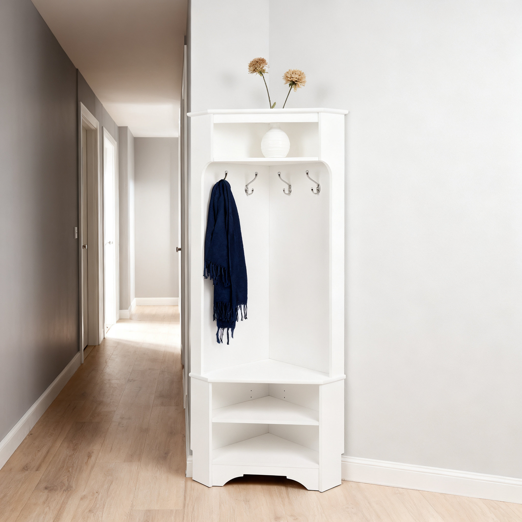 Red Barrel Studio® Multifunctional Corner Hall Tree With Shoe Shelf ...