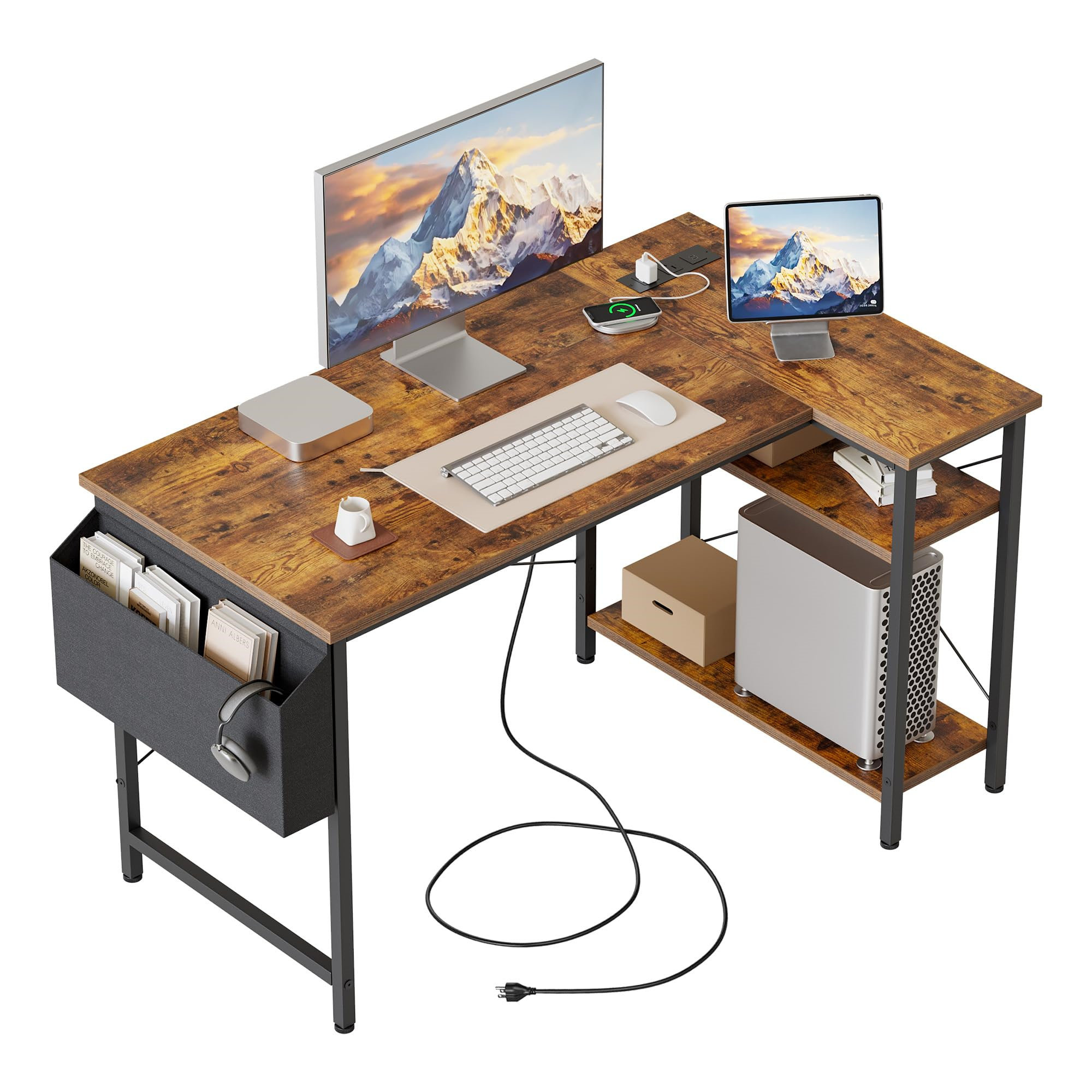 Borough Wharf Small L Shaped Desk With Power Outlets | Wayfair.ie