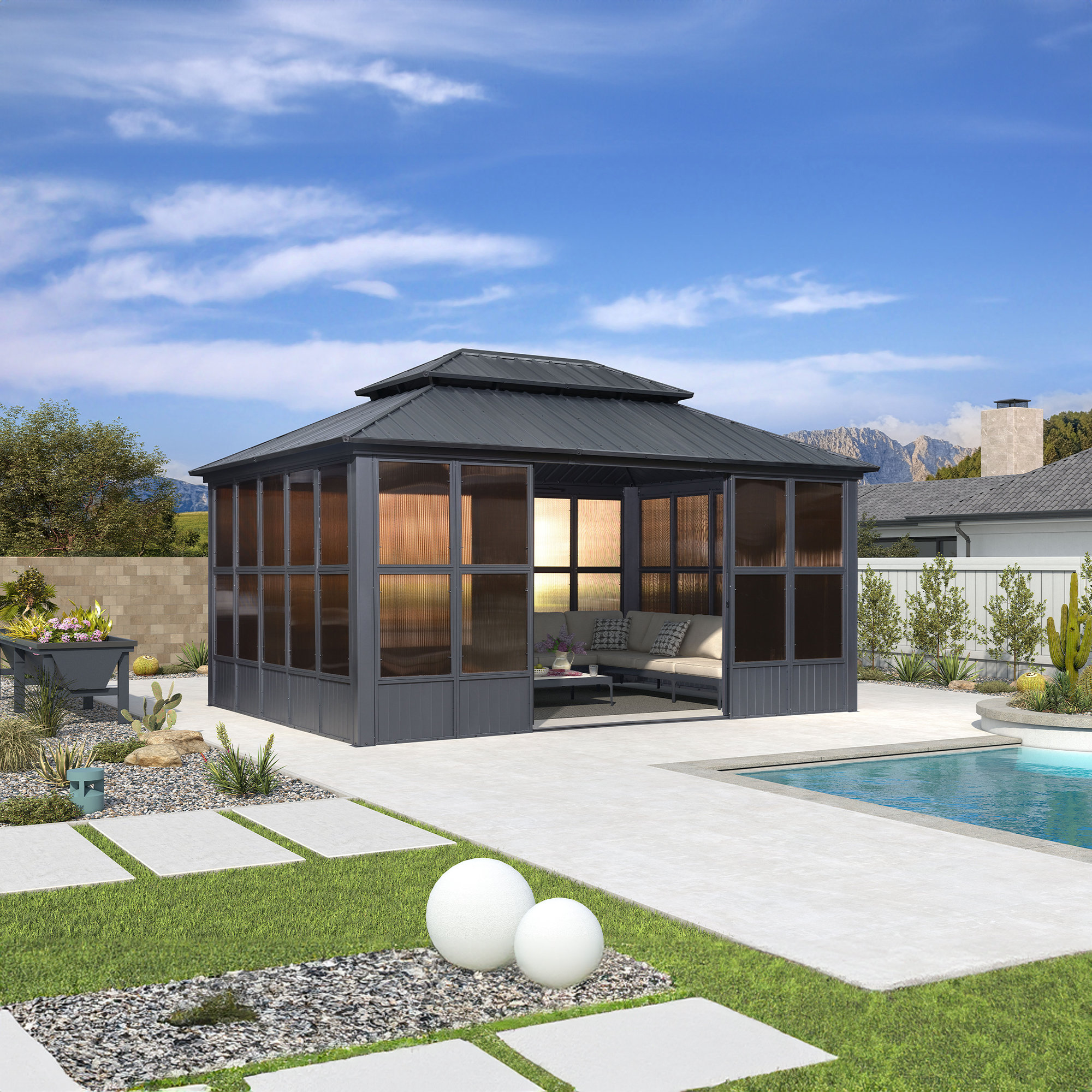 Purple Leaf 12 Ft. W x 16 Ft. D Aluminum Gazebo | Wayfair