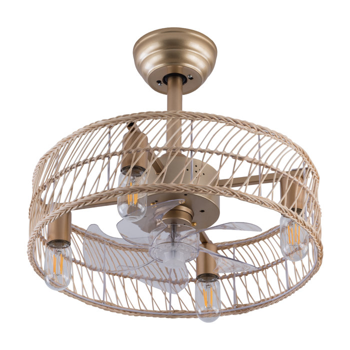 Bay Isle Home Alynna 18'' Bamboo Woven Caged Reversible Ceiling Fan ...