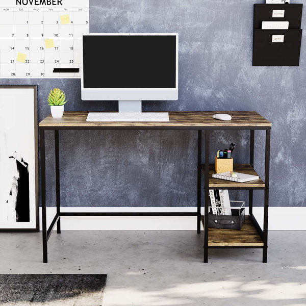 Borough Wharf Sylvie Industrial Style Computer Desk With Storage ...