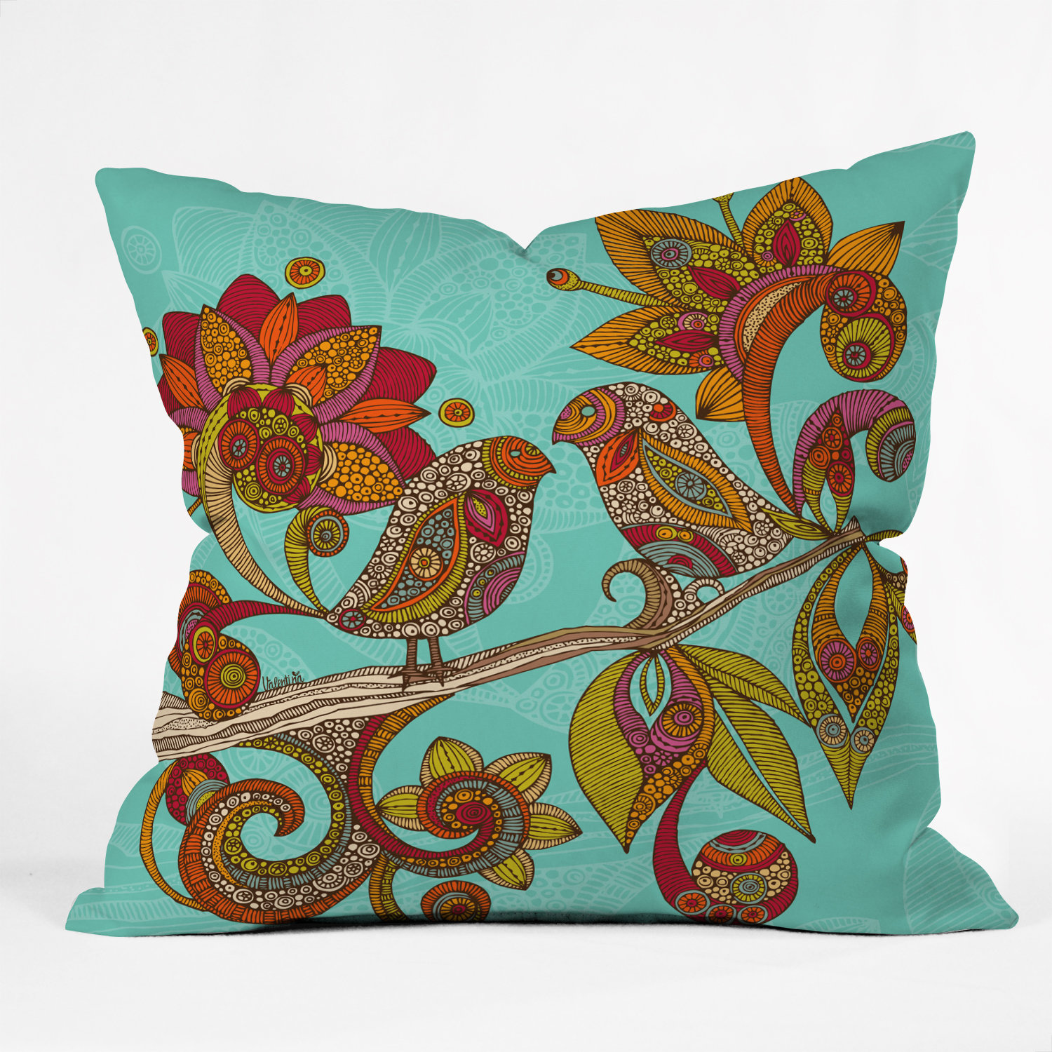 Deny Designs Hello Birds Throw Pillow & Reviews | Wayfair
