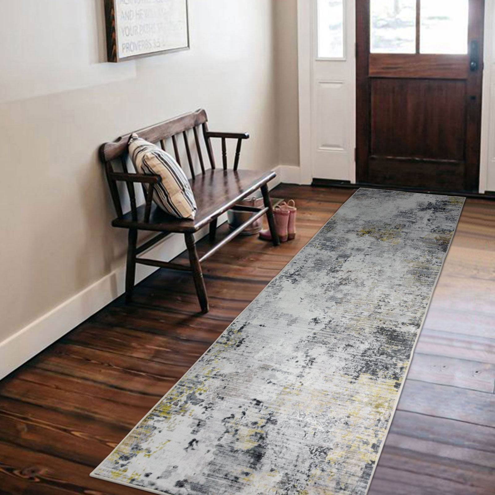 Olyne Company Limtied JANNA Machine Washable Abstract Area Rug Gray ...