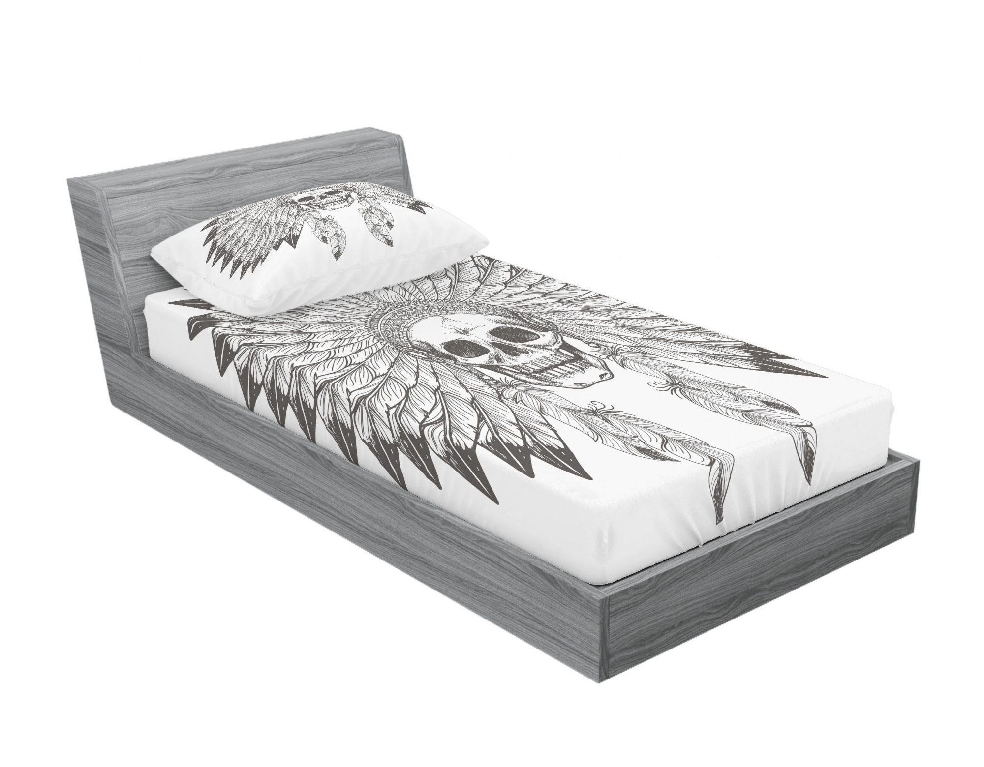 Ambesonne Apache Skull Feather Sheet set | Wayfair
