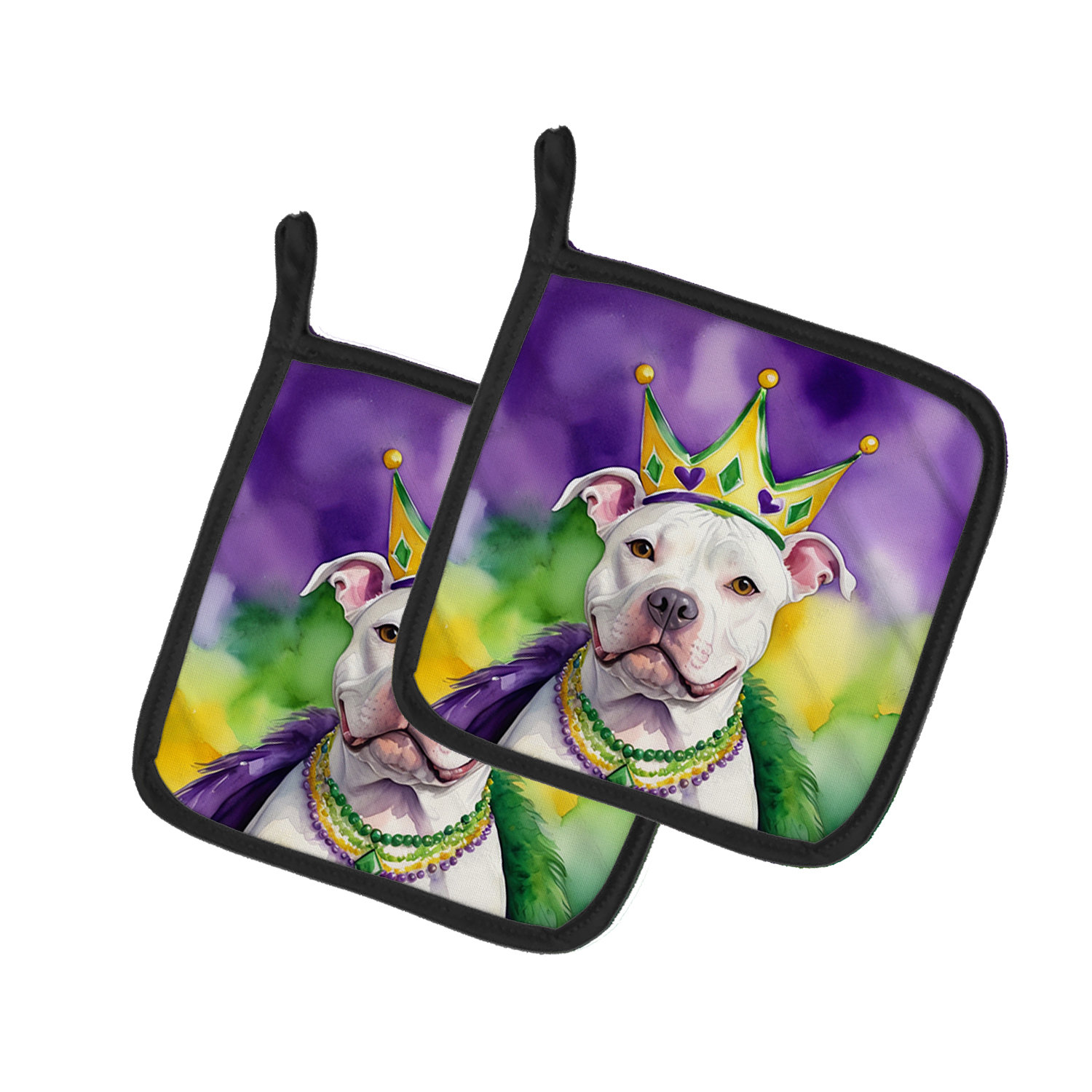 Caroline's Treasures Pit Bull Terrier King of Mardi Gras Pair of Pot ...