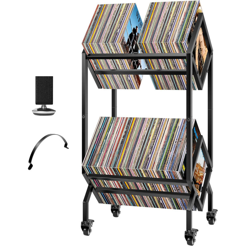 17 Stories 34.3'' H 2 Tier Vinyl Record Storage Rack & Reviews | Wayfair